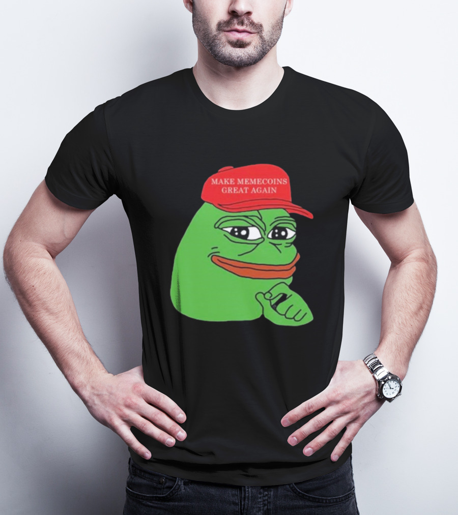 Pepe Make Memecoins Great Again Red Hat Meme Character T-Shirt