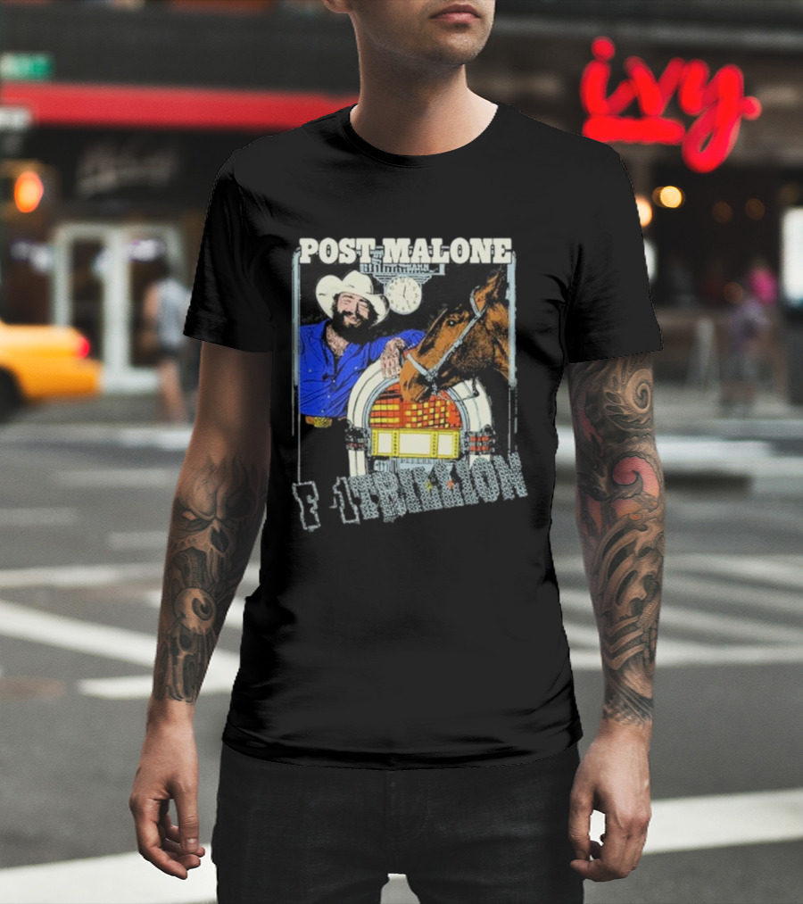 Post Malone F-1 Trillion Juke Box Cowboy And Horse Scene T-Shirt