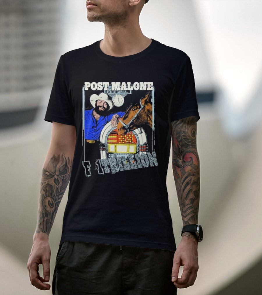 Post Malone F-1 Trillion Juke Box Cowboy And Horse Scene T-Shirt