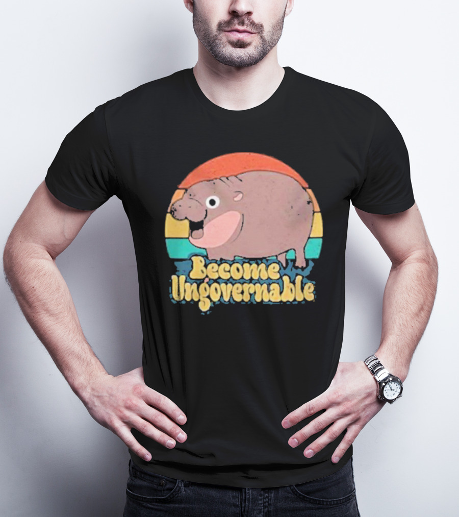 Become Ungovernable Baby Hippo Retro Circles T-Shirt
