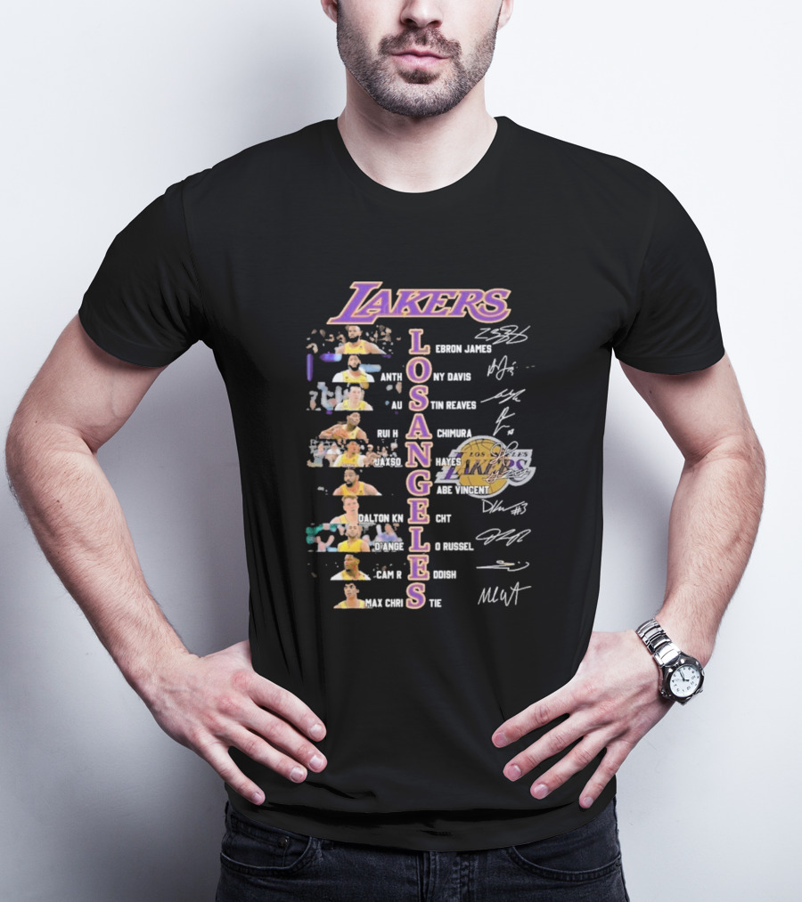 Lakers Los Angeles Signature LeBron James Anthony Davis Austin Reaves Rui Hachimura Hayes Vincent Kn CHT Russell D'Lo Christie T-Shirt