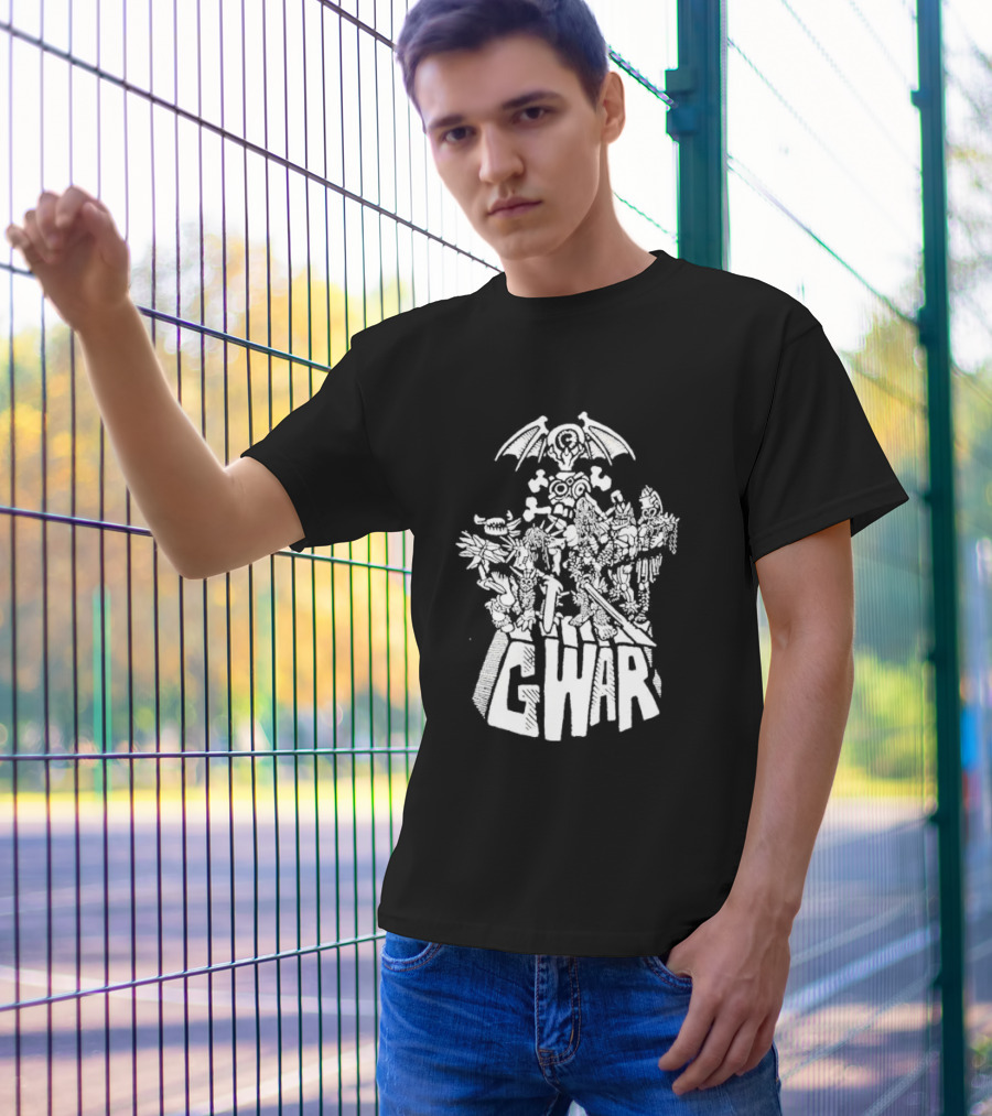 Gwar 1994 Glow In The Dark Band Art With Monsters And Bat Wings T-Shirt