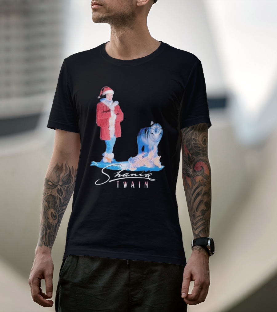 Shania Twain Holiday Santa Suit And Wolf T-Shirt