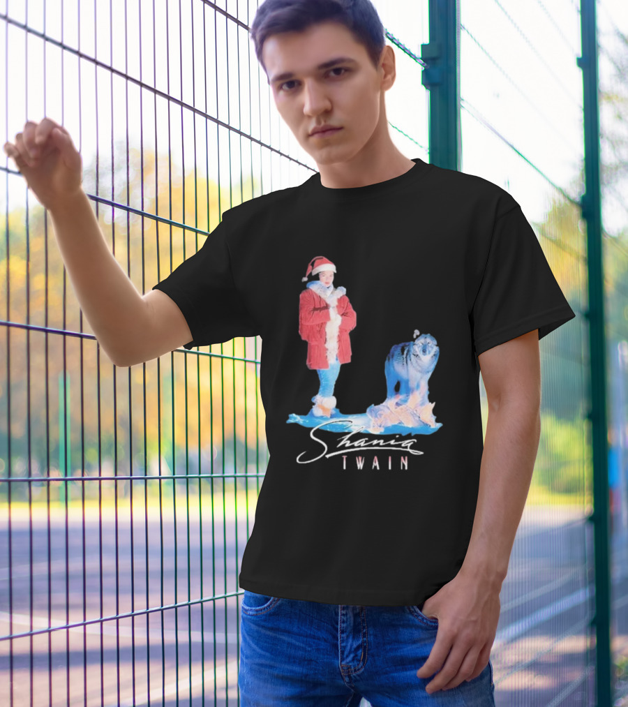 Shania Twain Holiday Santa Suit And Wolf T-Shirt