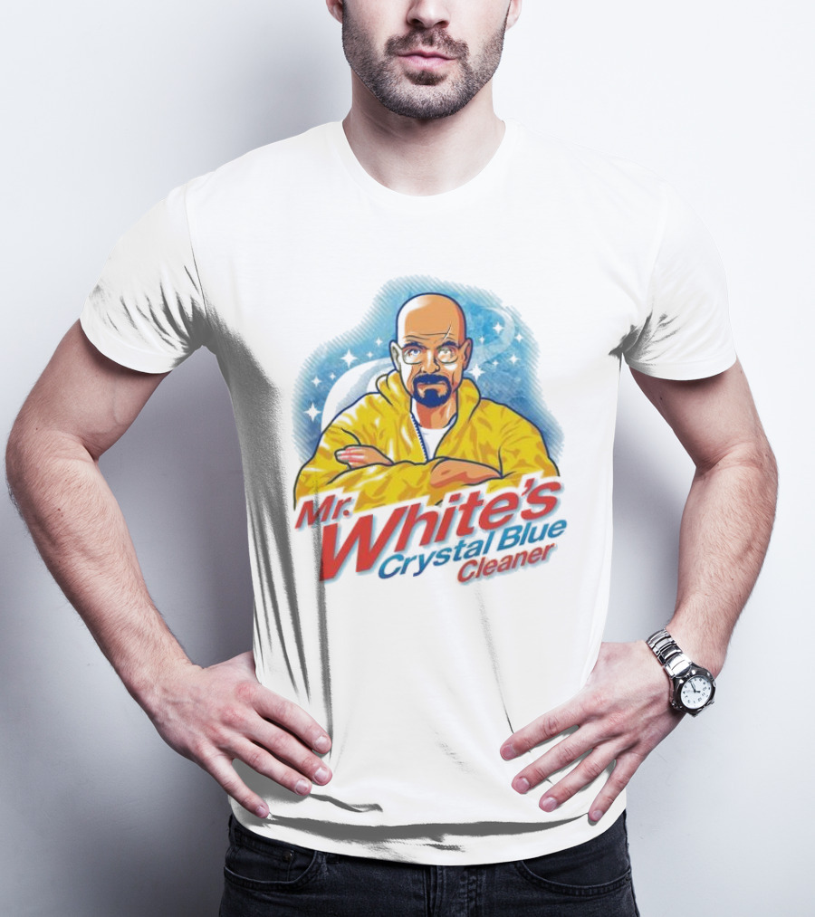 Mr. White's Crystal Blue Cleaner Breaking Bad Iconic Yellow Jacket Character T-Shirt