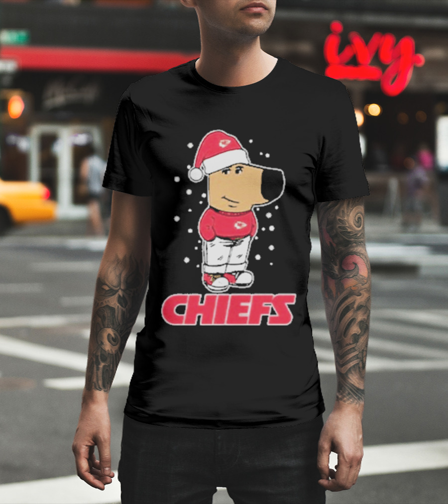 Just A Chill Guy Hanging With Chiefs Christmas Santa Dog T-Shirt