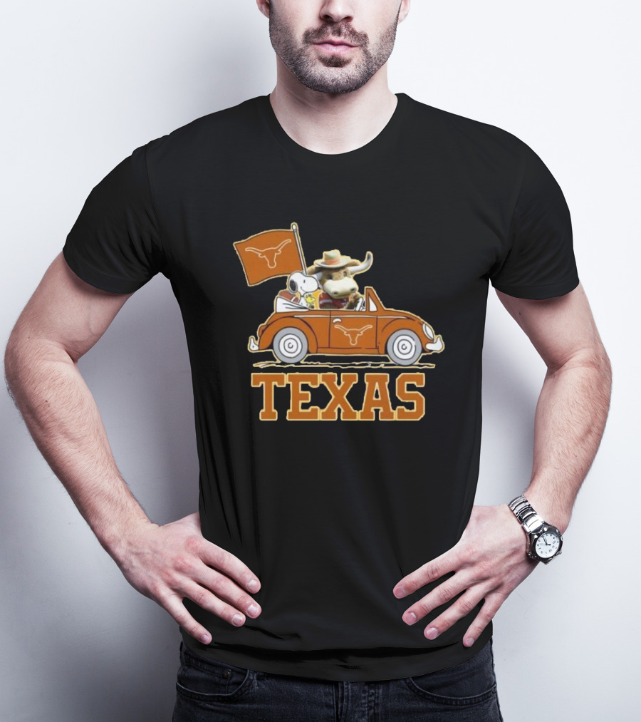 Texas Always Go For All 2D Longhorn Bevo Snoopy Car T-Shirt