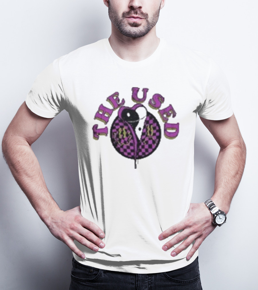 The Used Intertwined Yin Yang Checkered Heart T-Shirt
