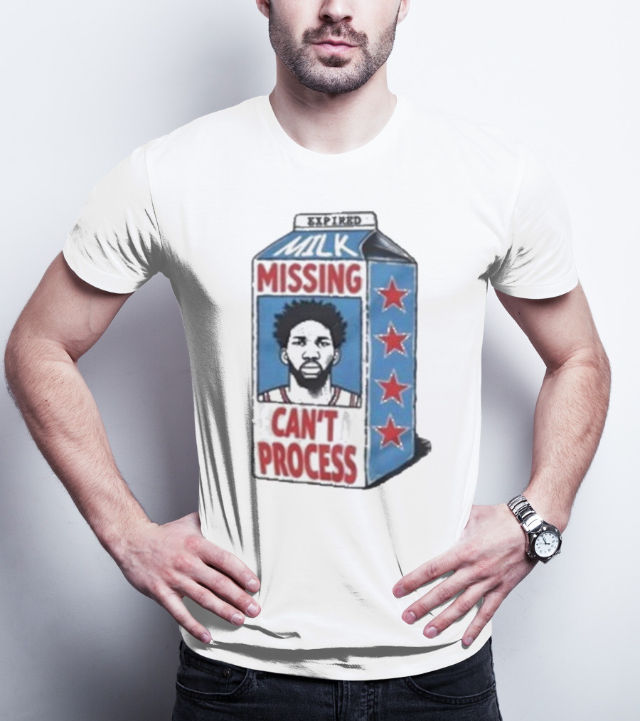 Joel Embiid Expired Milk Carton Missing Can't Process Philly Stars T-Shirt