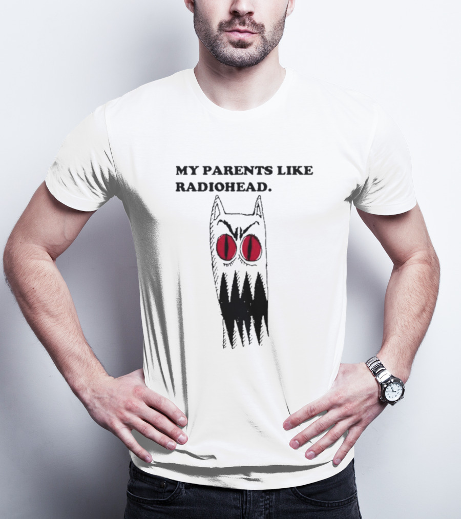 MY PARENTS LIKE RADIOHEAD Red Eyed Monster Drawing T-Shirt