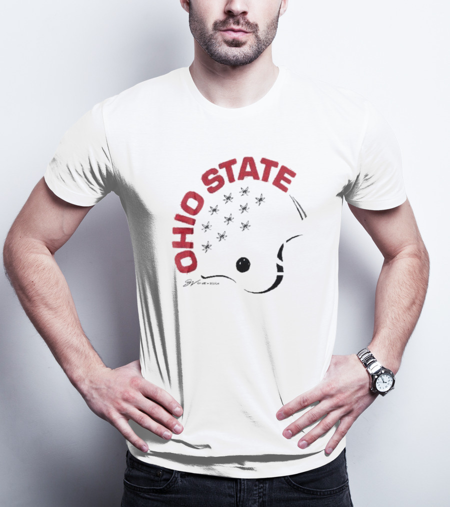 Ohio State Football Helmet Bold Buckeye Leaf T-Shirt