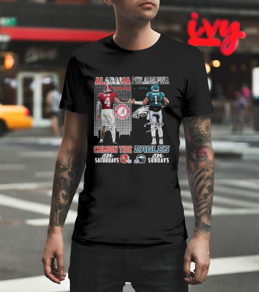 Alabama Crimson Tide Saturdays Philadelphia Eagles Sundays Signature T-Shirt
