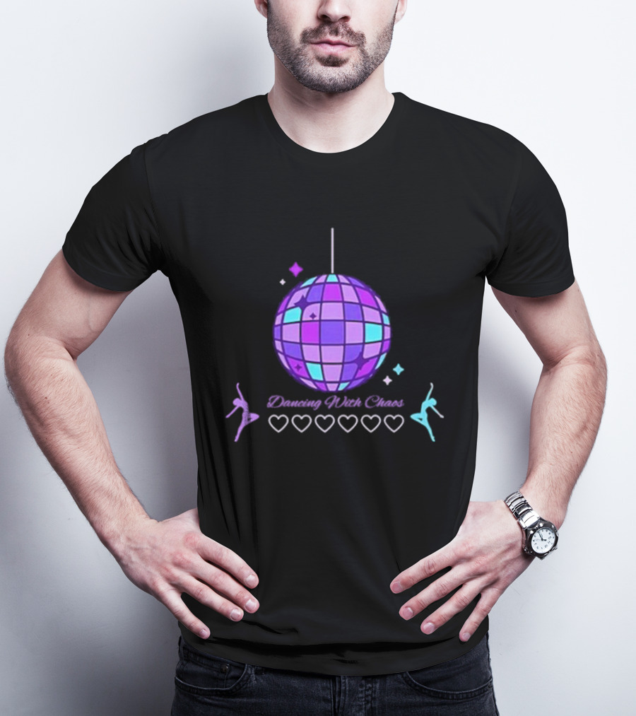 Dancing With Chaos Purple Disco Ball Icons And Dancers T-Shirt