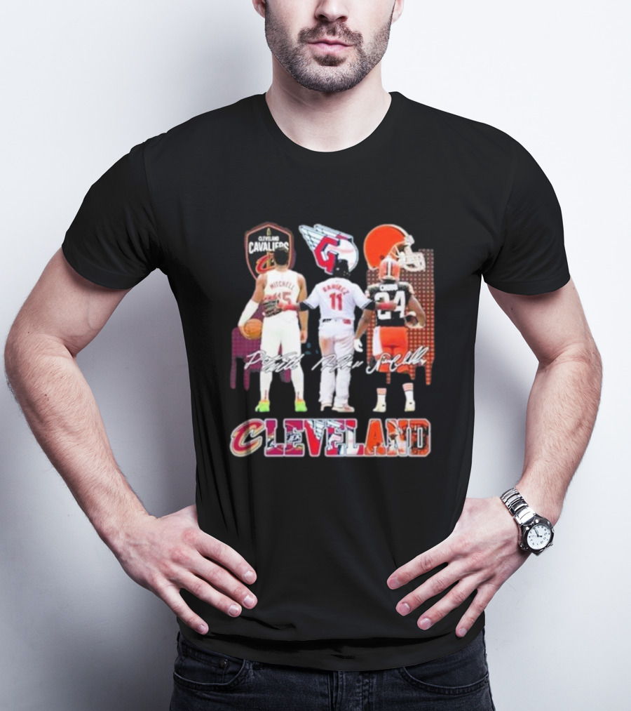 Cleveland Cavaliers Guardians Browns Mitchell Ramirez Chubb Signature T-Shirt