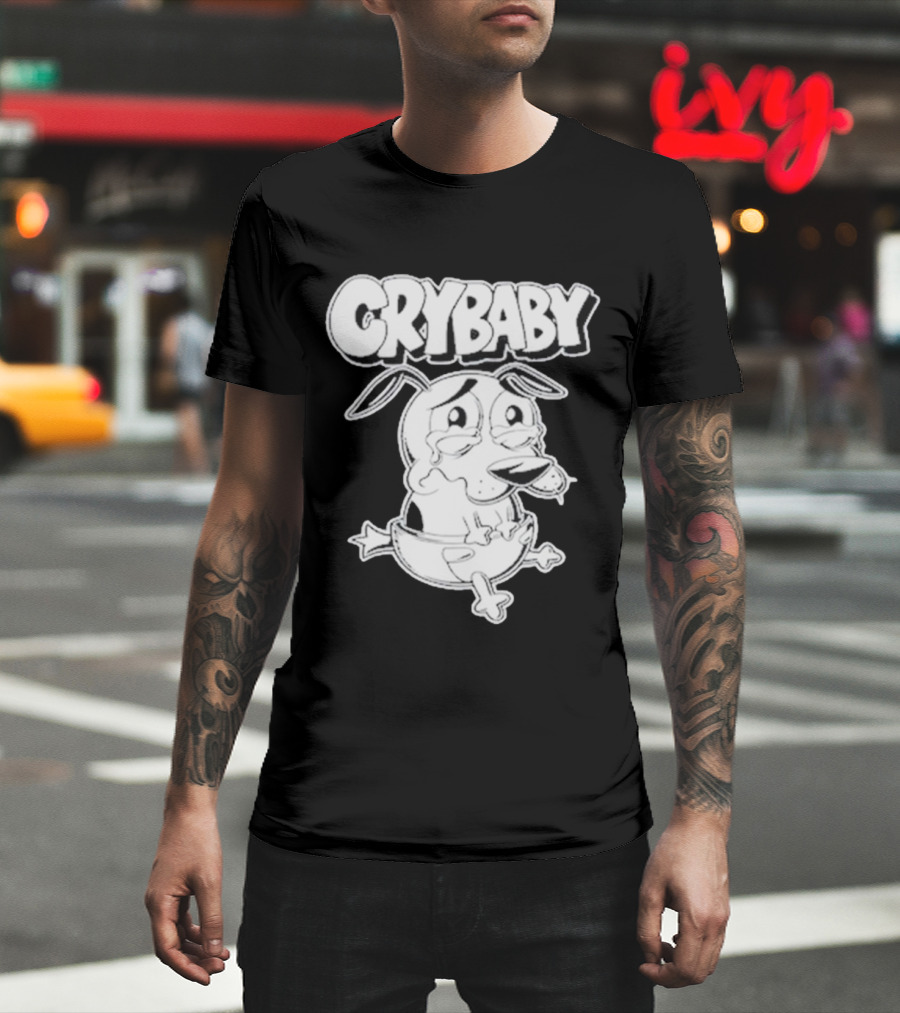 CRYBABY Cartoon Dog Character Large T-Shirt