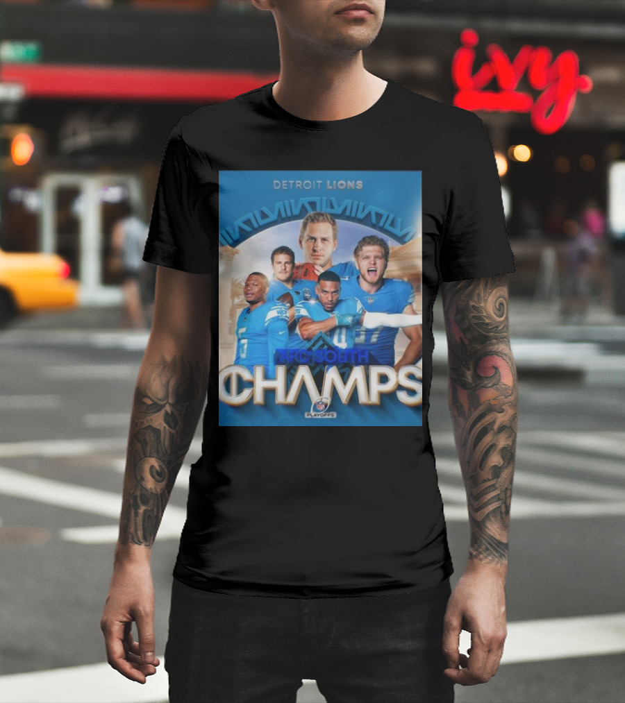 Detroit Lions AFC South Champs Playoffs Team T-Shirt