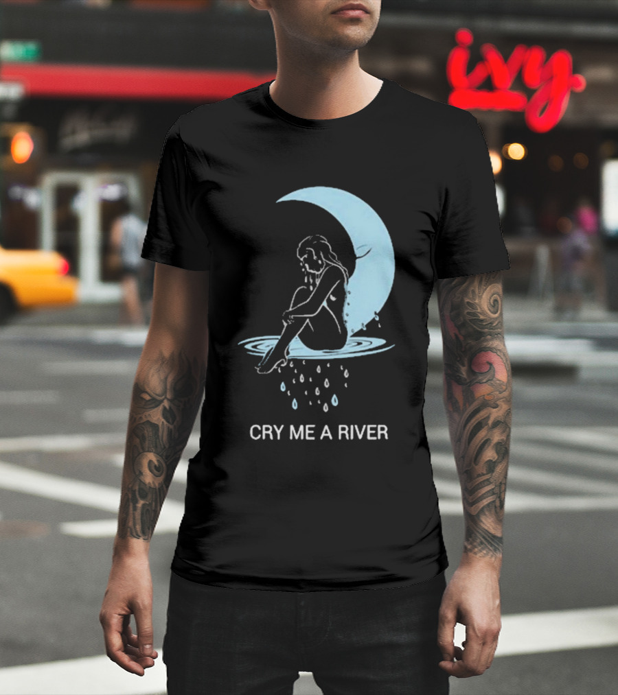Sean Robinson Cry Me A River Sitting Figure Moon And Water Droplets T-Shirt