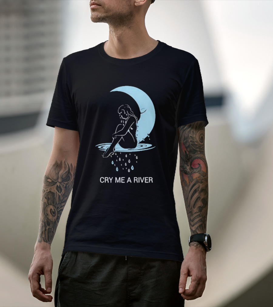 Sean Robinson Cry Me A River Sitting Figure Moon And Water Droplets T-Shirt