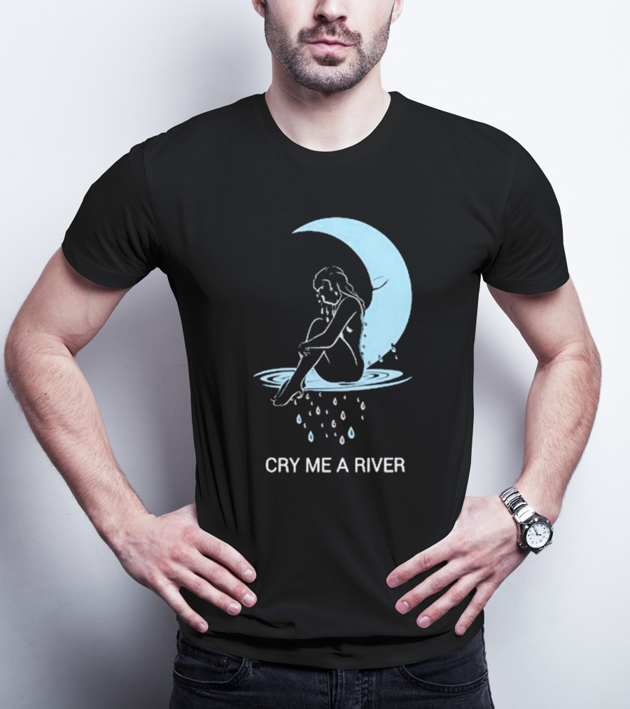 Sean Robinson Cry Me A River Sitting Figure Moon And Water Droplets T-Shirt