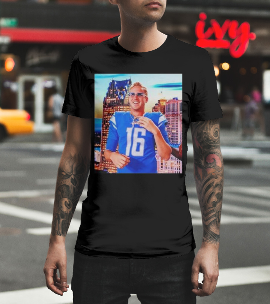 Iced Out Jared Goff Detroit Skyline Football Fashion T-Shirt