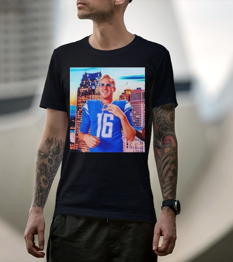 Iced Out Jared Goff Detroit Skyline Football Fashion T-Shirt