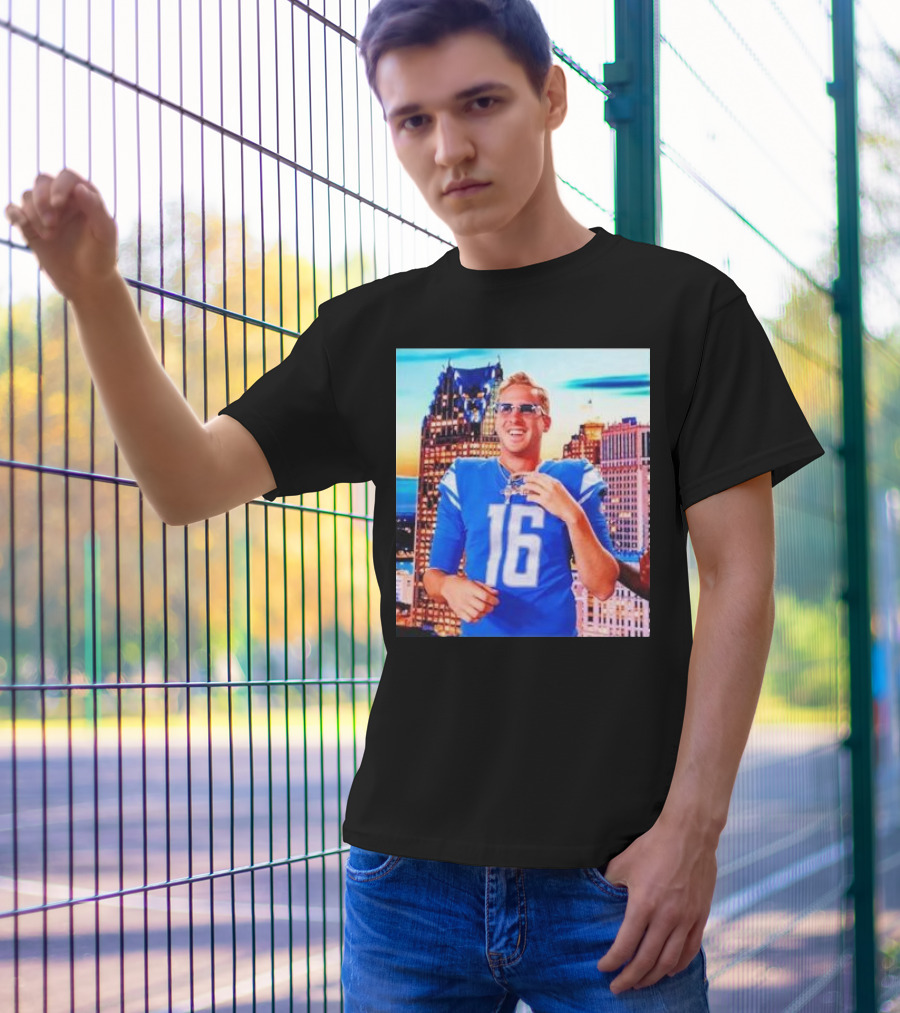 Iced Out Jared Goff Detroit Skyline Football Fashion T-Shirt