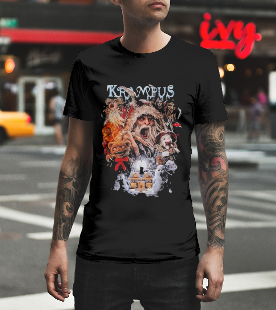 Krampus You Better Watch Out Holiday Horror Icons Christmas Monster Scene T-Shirt