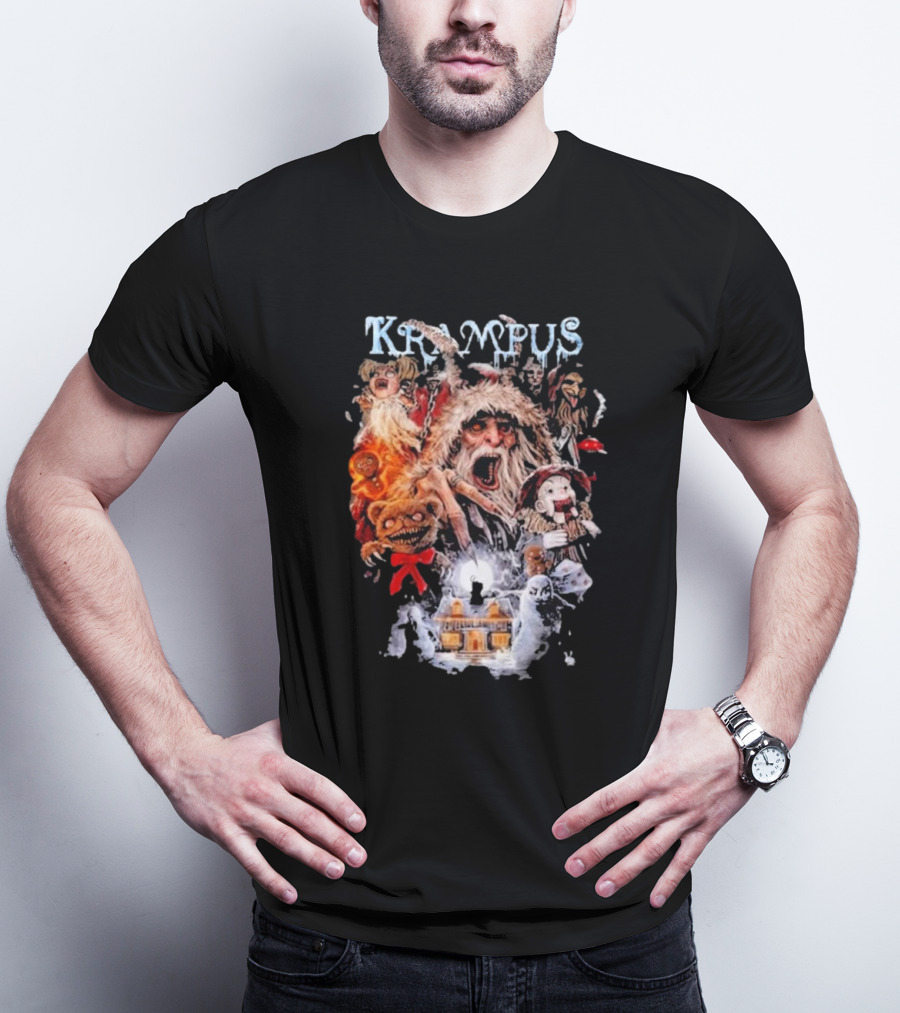Krampus You Better Watch Out Holiday Horror Icons Christmas Monster Scene T-Shirt