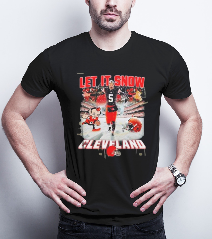 LET IT SNOW CLEVELAND BROWNS FOOTBALL HELMET T-Shirt