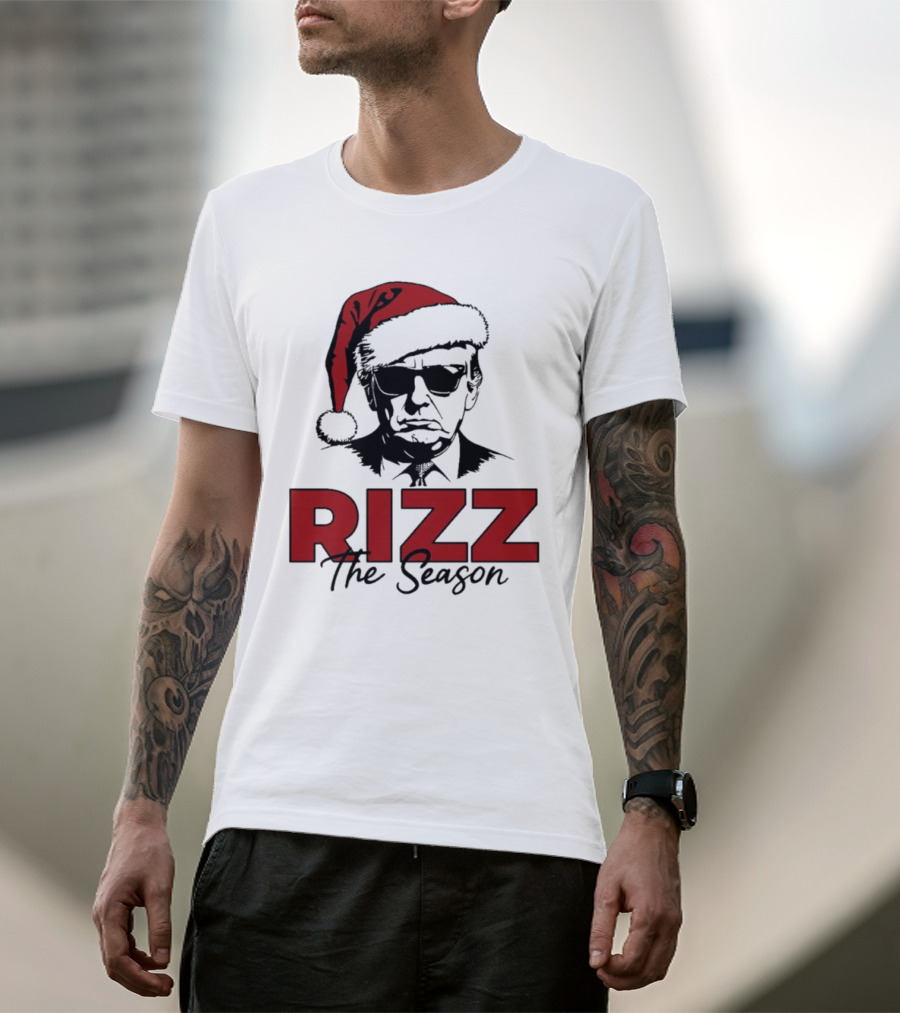 Rizz The Season Santa Hat Sunglasses Christmas T-Shirt