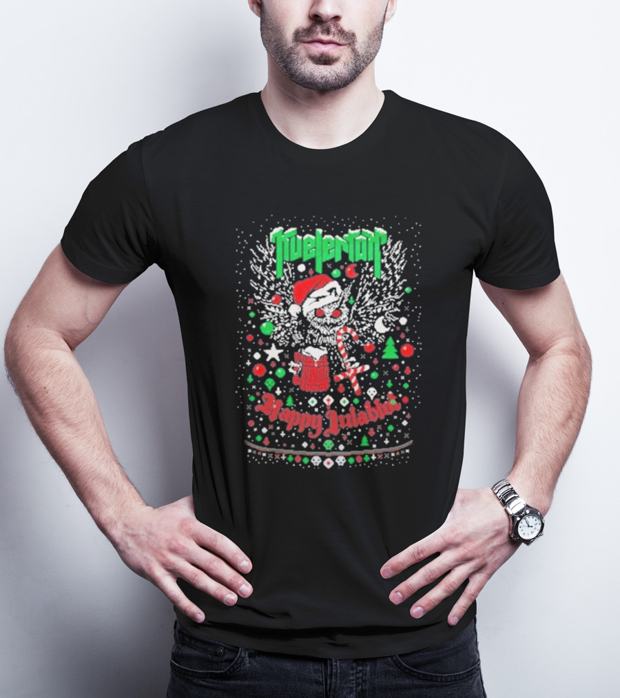 Kvelertak Happy Julablot Christmas Sweater Santa Skull Wings Holiday T-Shirt