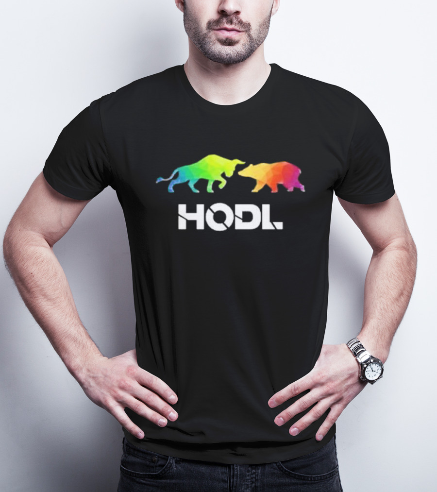 Bull Bear HODL Colorful Cryptocurrency T-Shirt