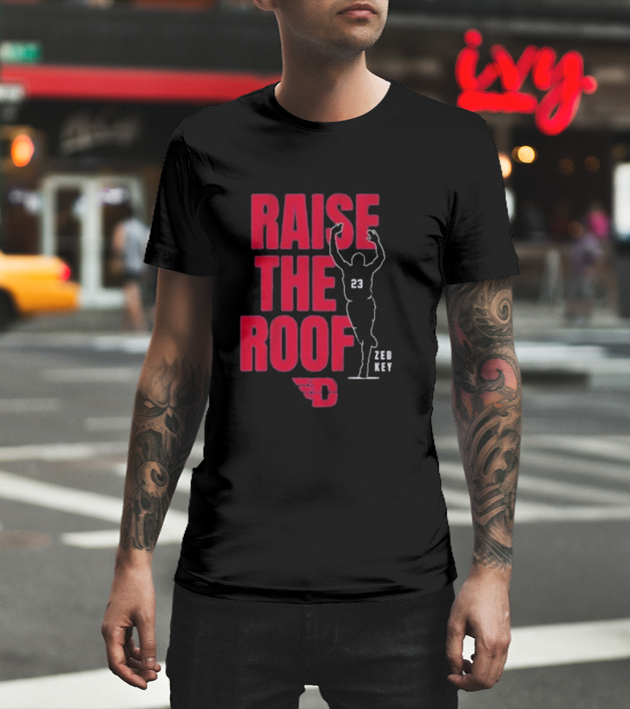 Dayton Basketball Raise The Roof Zed Key 23 T-Shirt