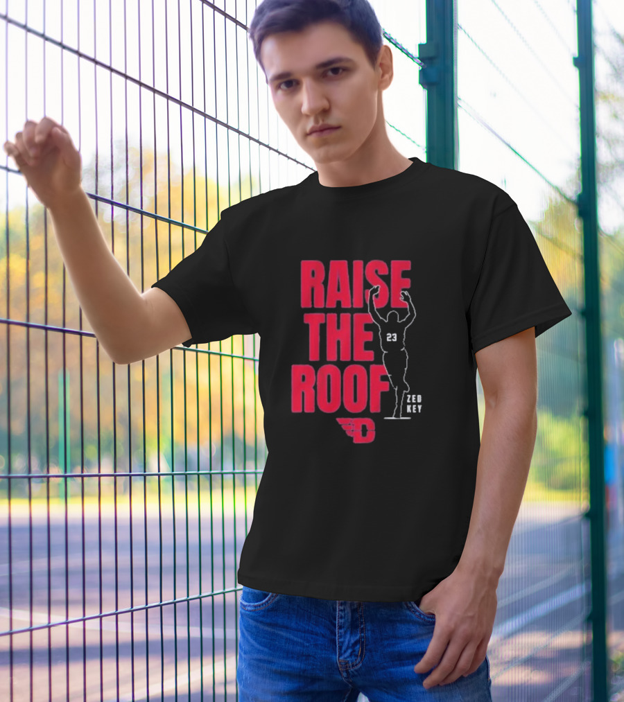 Dayton Basketball Raise The Roof Zed Key 23 T-Shirt