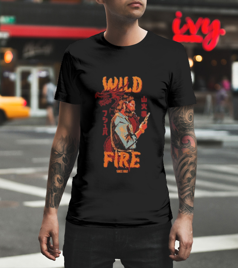 WILD FIRE SINCE 1982 Dragon And Man T-Shirt