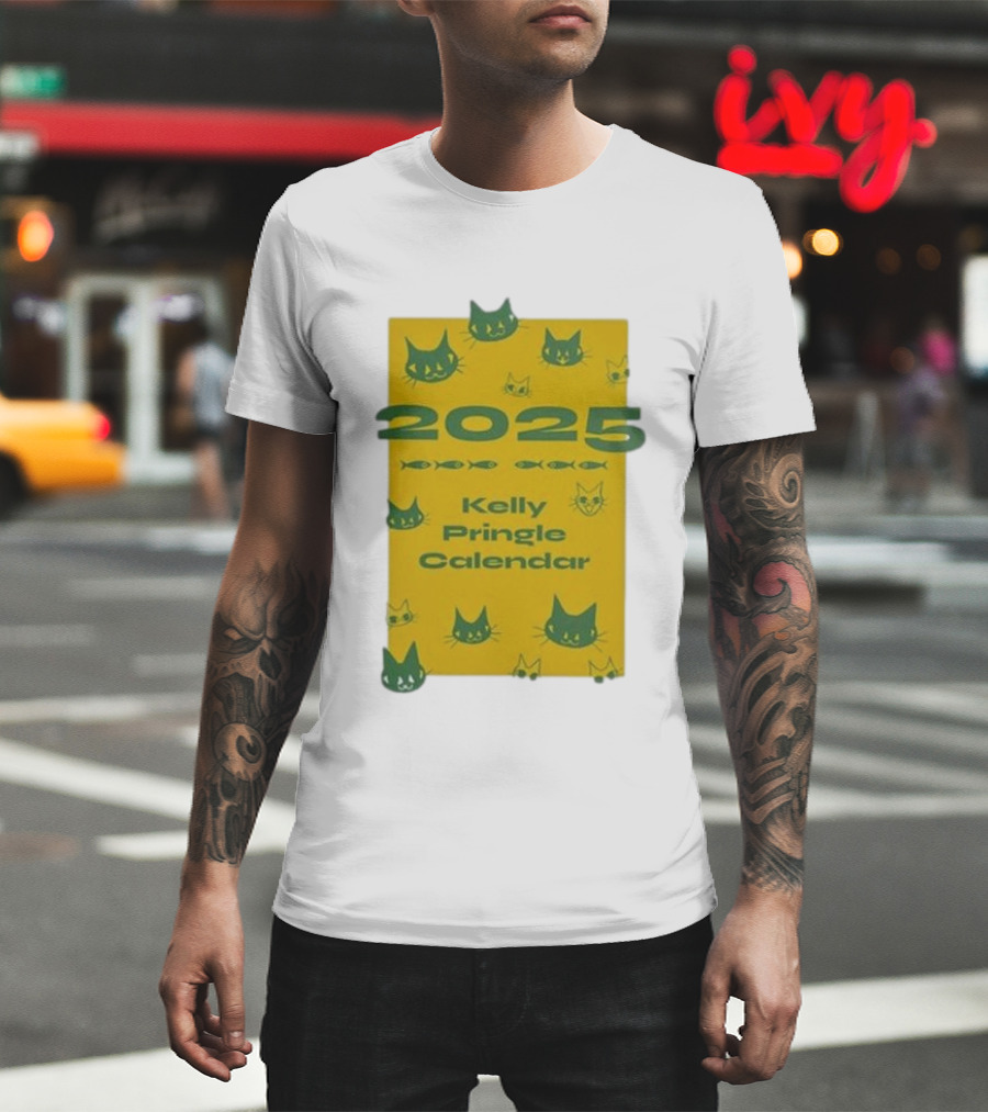 2025 Kelly Pringle Cat Calendar T-Shirt