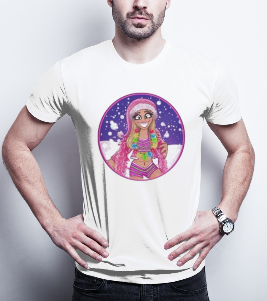 Merry Brittmas Wrestling Funny Christmas Outfit Santa Hat Cartoon T-Shirt