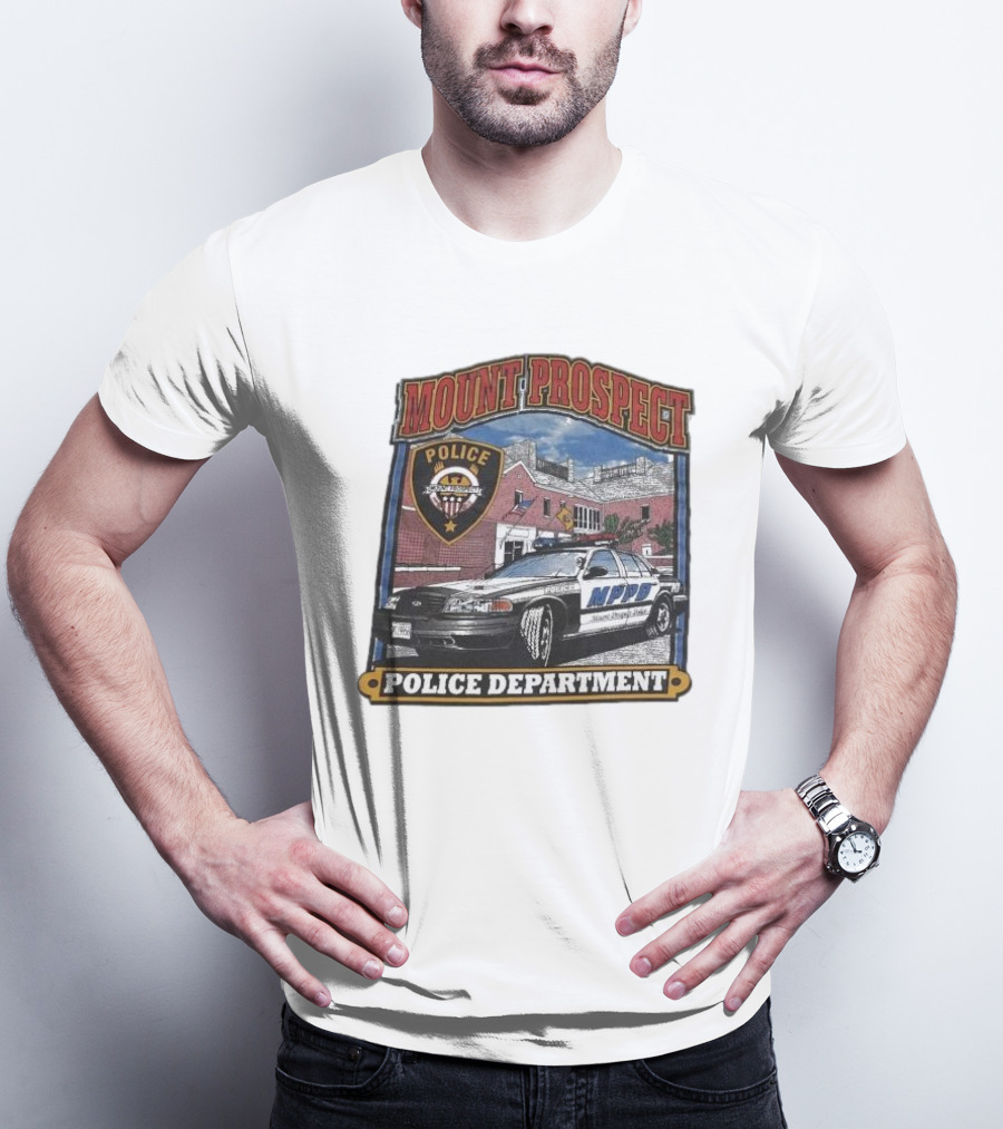 Mount Prospect Police Department Illinois Badge And Patrol Car T-Shirt