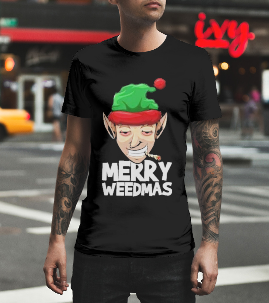Merry Weedmas Elf Smoking 420 T-Shirt