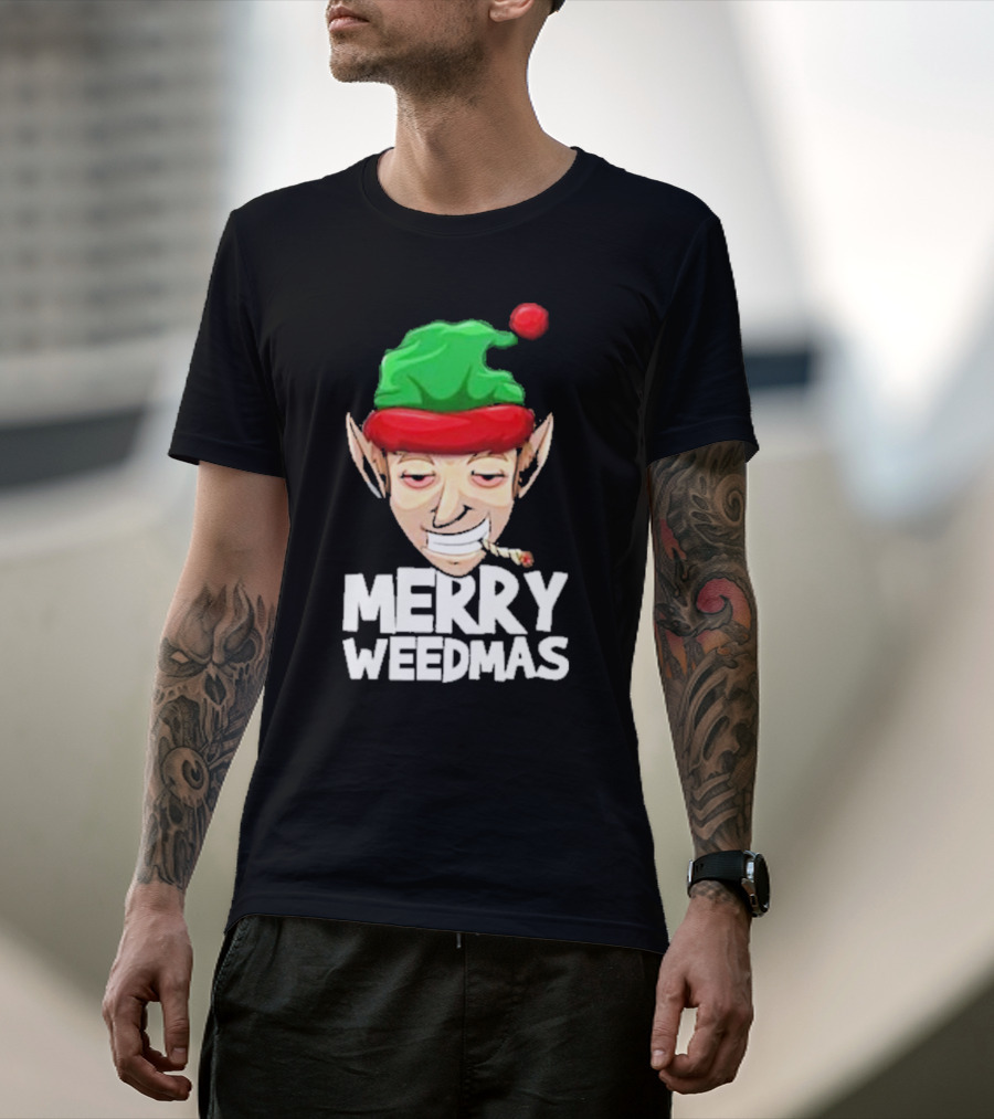 Merry Weedmas Elf Smoking 420 T-Shirt