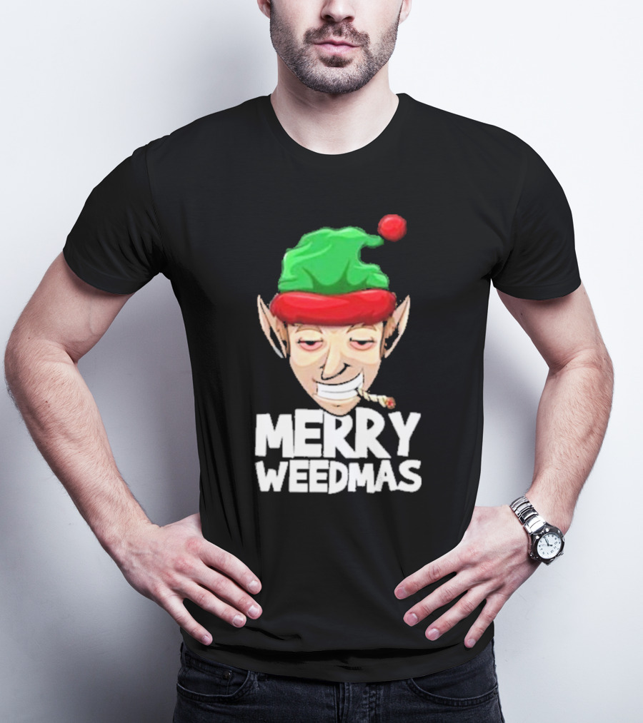 Merry Weedmas Elf Smoking 420 T-Shirt