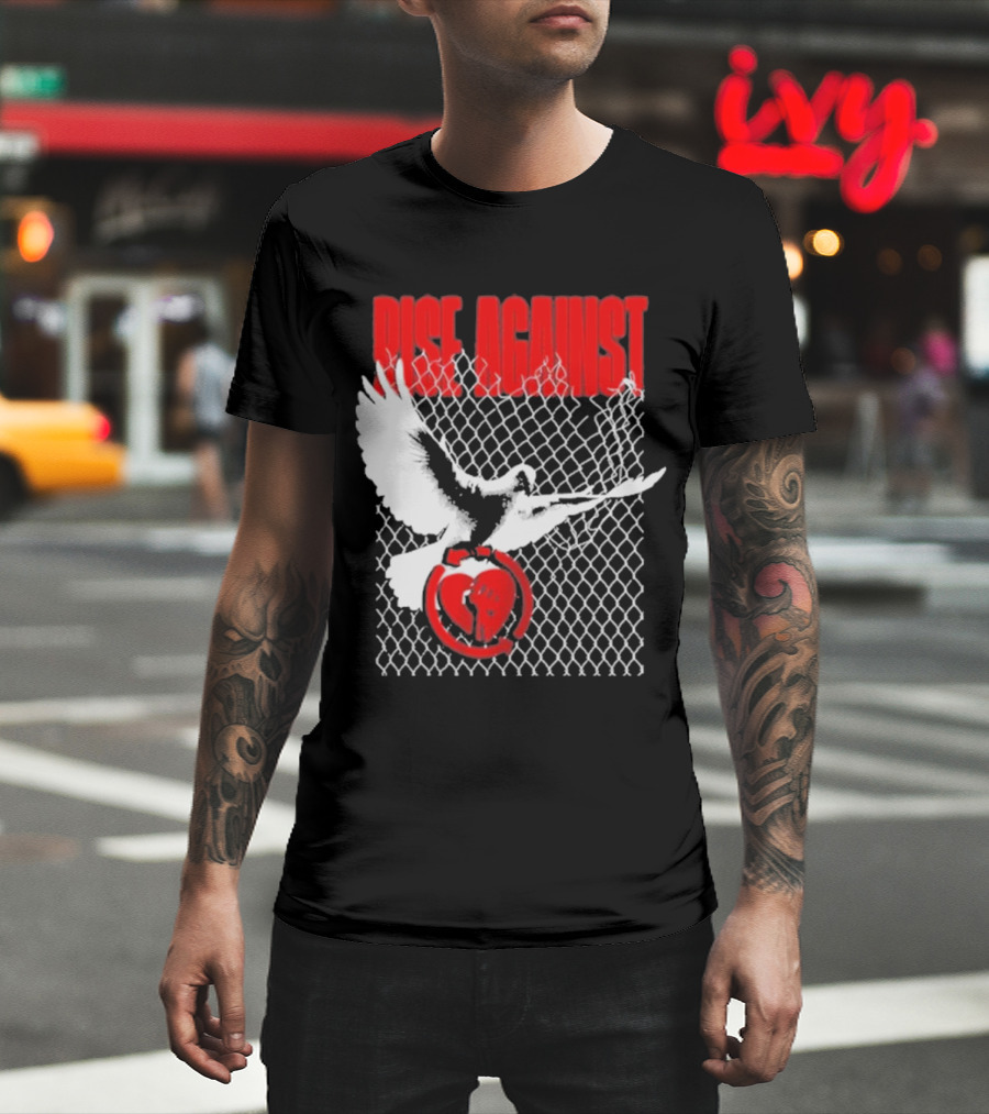 Rise Against Caged Dove Heart Symbol T-Shirt