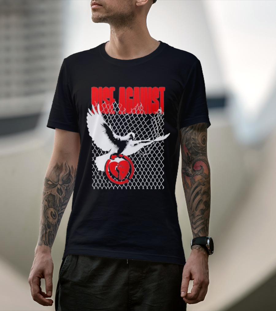 Rise Against Caged Dove Heart Symbol T-Shirt