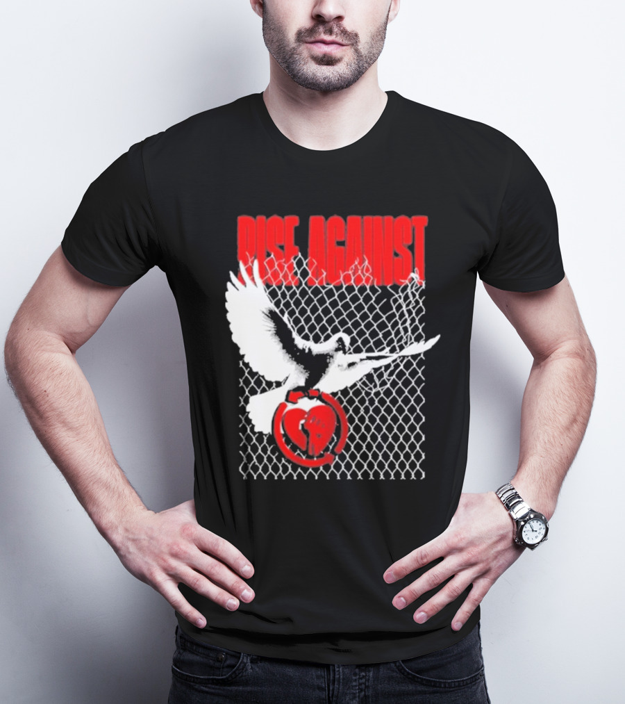 Rise Against Caged Dove Heart Symbol T-Shirt