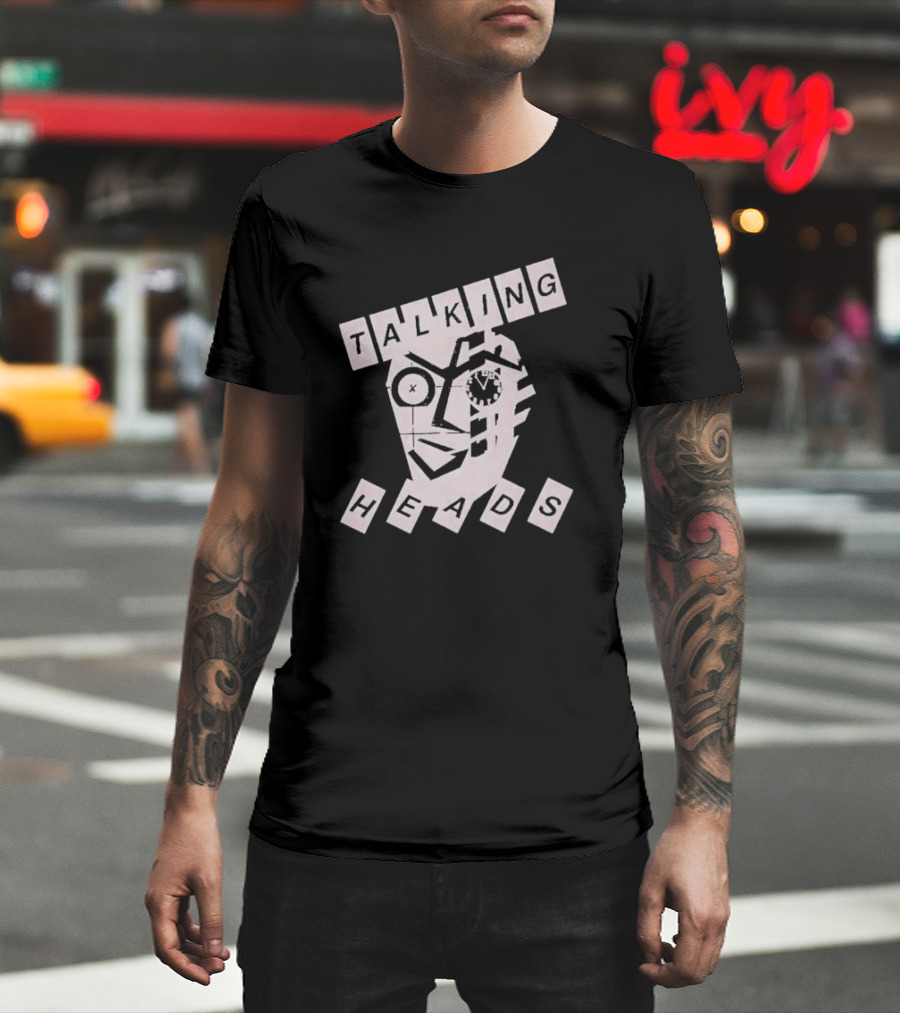 TALKING HEADS Face Art With Text Blocks T-Shirt