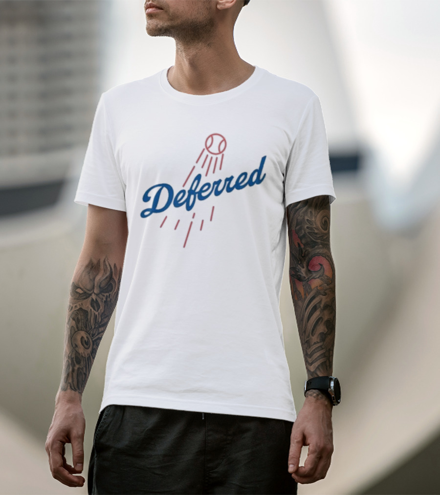 Dodgers Deferred Baseball Script With Baseball T-Shirt