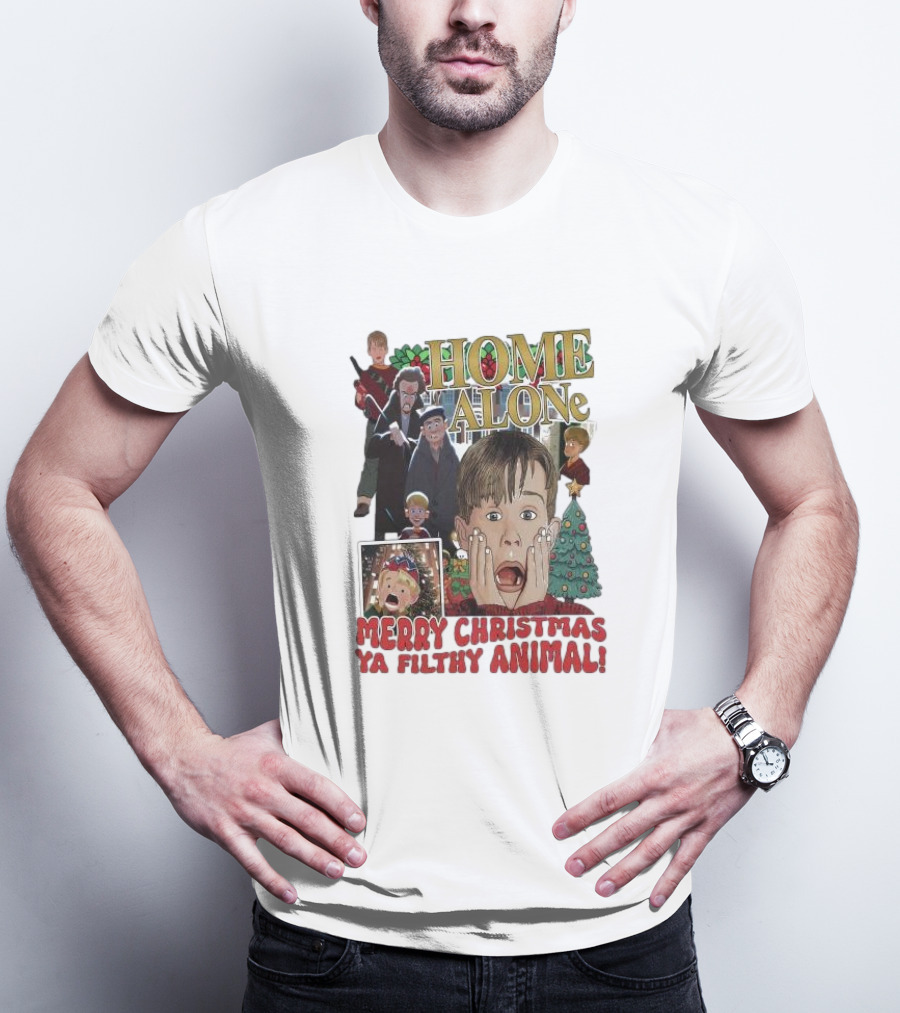 Home Alone Merry Christmas Ya Filthy Animal Kevin McCallister Holiday Movie Collage T-Shirt