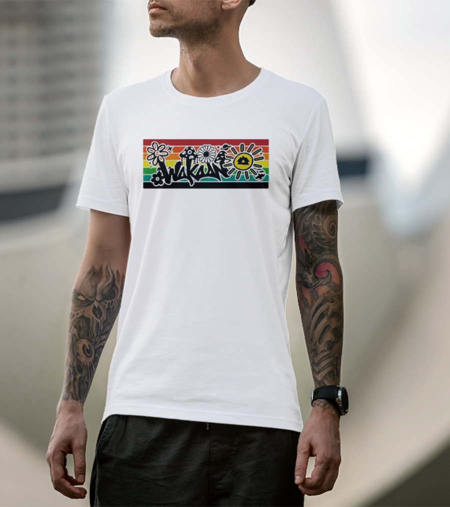 Wakaan Psychedelic Flower And Mushroom Rasta Sun T-Shirt