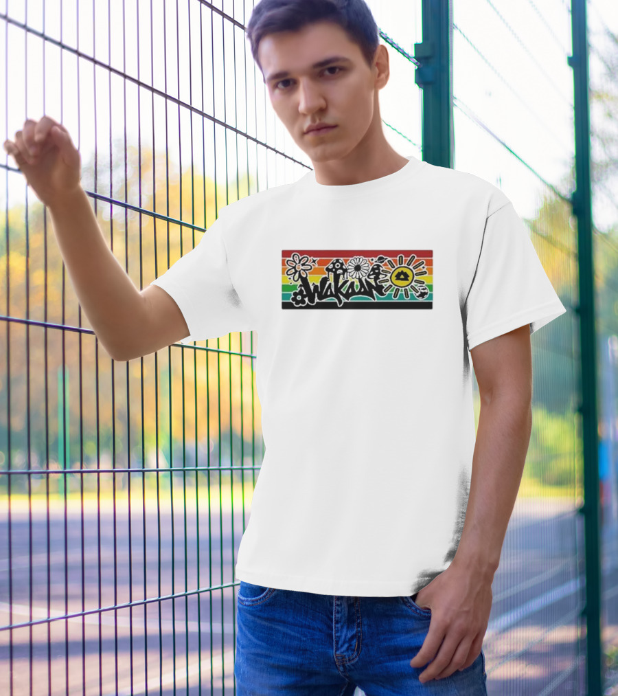 Wakaan Psychedelic Flower And Mushroom Rasta Sun T-Shirt