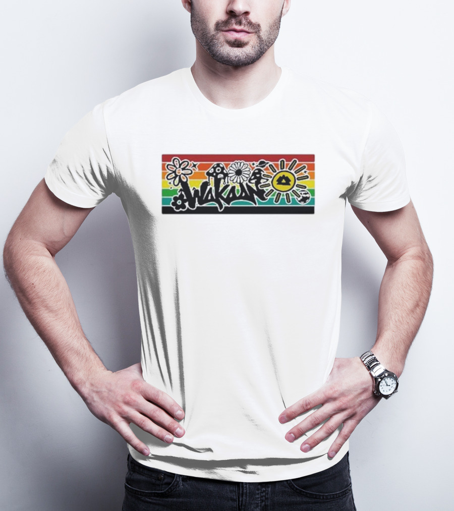 Wakaan Psychedelic Flower And Mushroom Rasta Sun T-Shirt